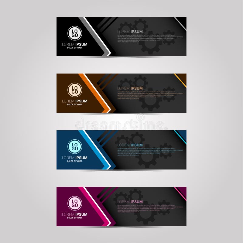 Modern and Cool Web Banner Template in a Set. Stock Illustration ...