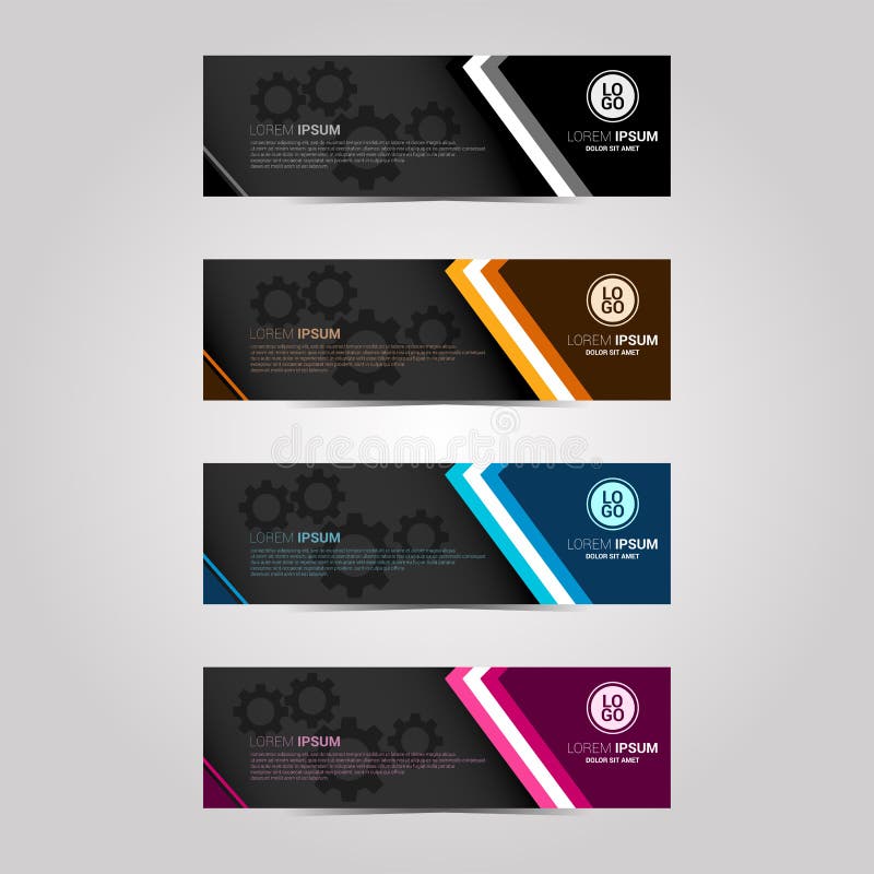 Modern and Cool Web Banner Template in a Set. Stock Illustration ...