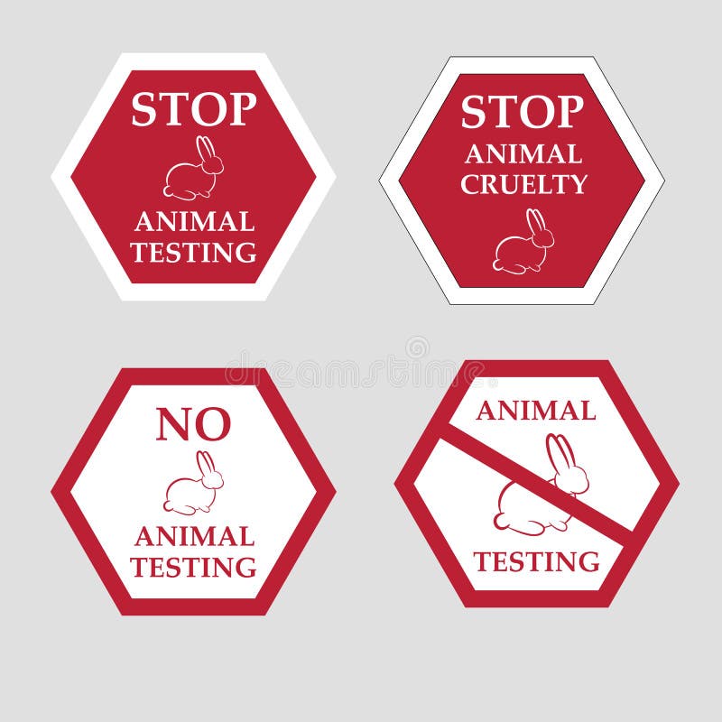 Set of 4 `stop Animal Testing` Icons. Stock Vector - Illustration of ...