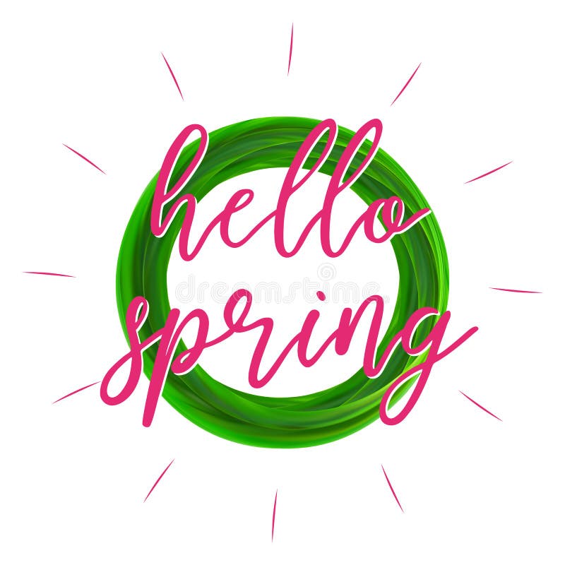 Hello Spring Lettering Realistic Vector Leaves Stock Vector ...