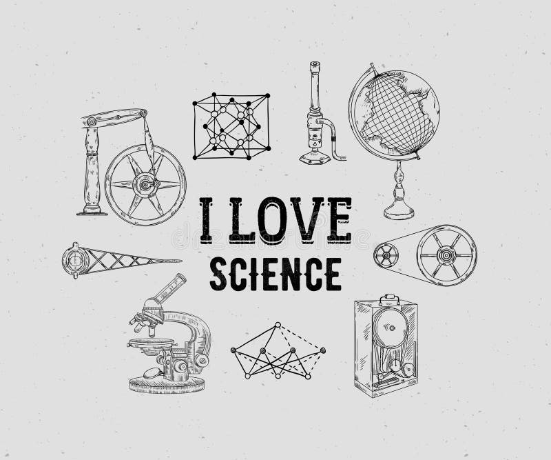 Science. Vintage Scientific Equipment, Formulas and Elements. Design ...