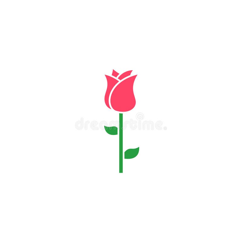 Rose Flat Icon Vector, Symbol or Logo. Stock Vector - Illustration of ...