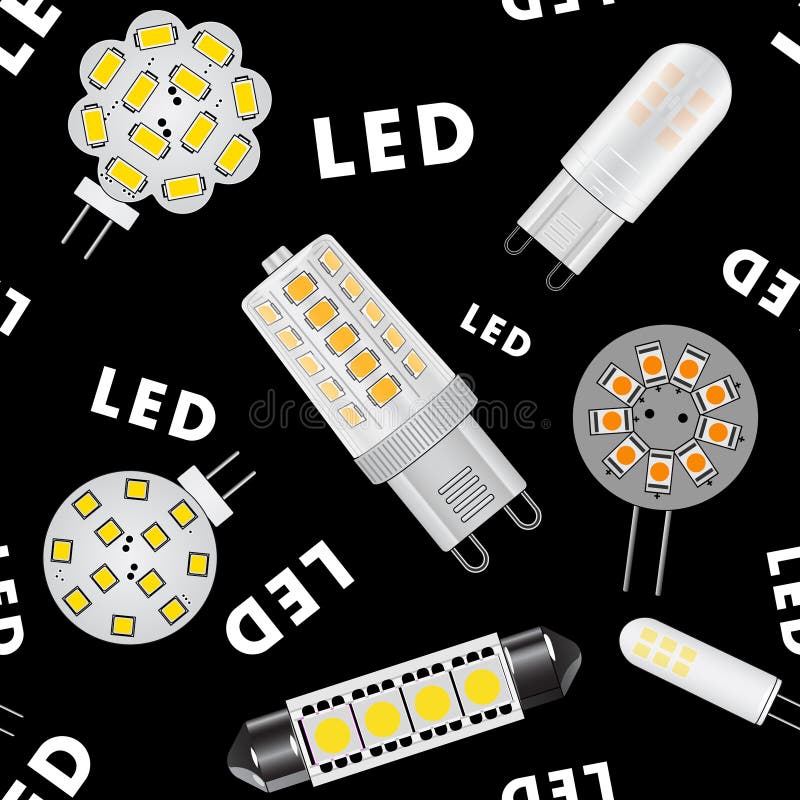 LED Light Bulbs Seamless Texture Stock Illustration - Illustration of ...