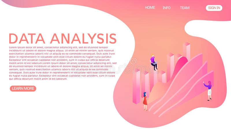 Data Analysis Vector Isometric Illustration. Website Landing Page ...