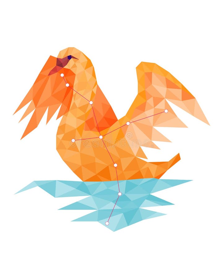 Art of Orange Swan in Polygonal Style on White Background Stock ...