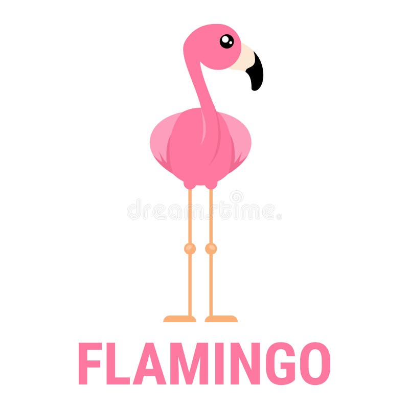 Cartoon Cute Flamingo from the Front Vector with Text Stock Vector ...