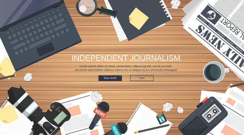 News and Journalism Concept. Independent Journalism Flat Banner ...