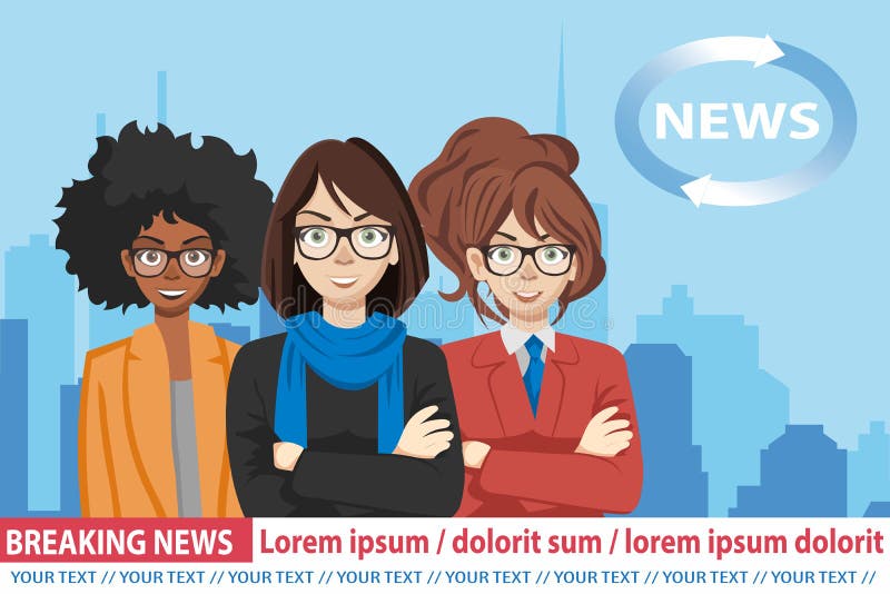 Anchor Women on Tv Broadcast News. Breaking News Vector Illustration ...