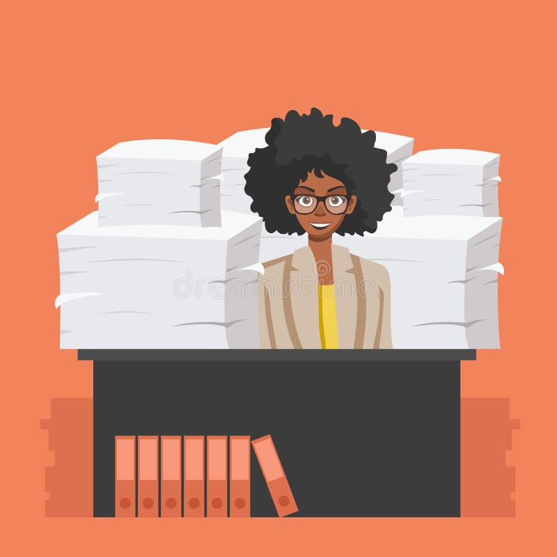 Businesswoman Holds Pile of Office Papers and Documents. Documents and ...