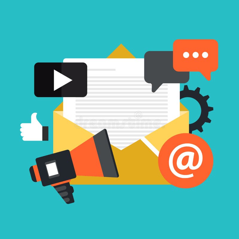Media Marketing Concept. E Mail Marketing and Newsletter Stock Vector ...