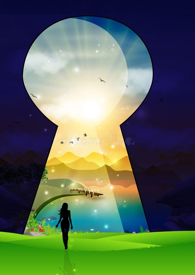 Door Keyhole Entrance To New Magical World Stock Vector - Illustration ...