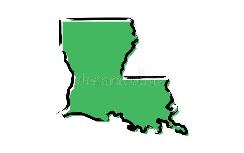Stylized Green Sketch Map of Louisiana Stock Vector - Illustration of ...
