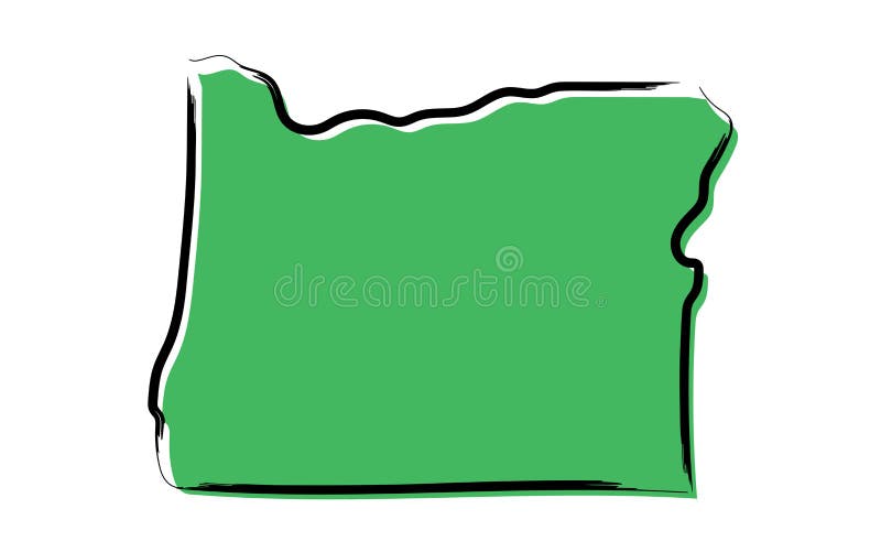 Stylized Green Sketch Map of Oregon Stock Vector - Illustration of ...