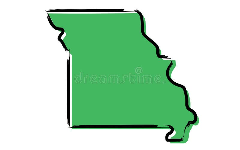 Stylized Green Sketch Map of Missouri Stock Vector - Illustration of ...