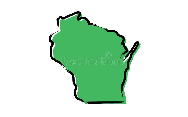 Stylized Green Sketch Map of Wisconsin Stock Vector - Illustration of ...
