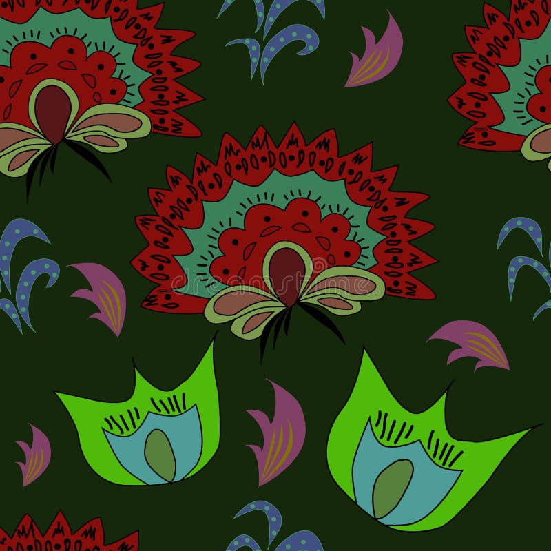 Vector Seamless Pattern with Abstract Figures. Green Background. Stock ...