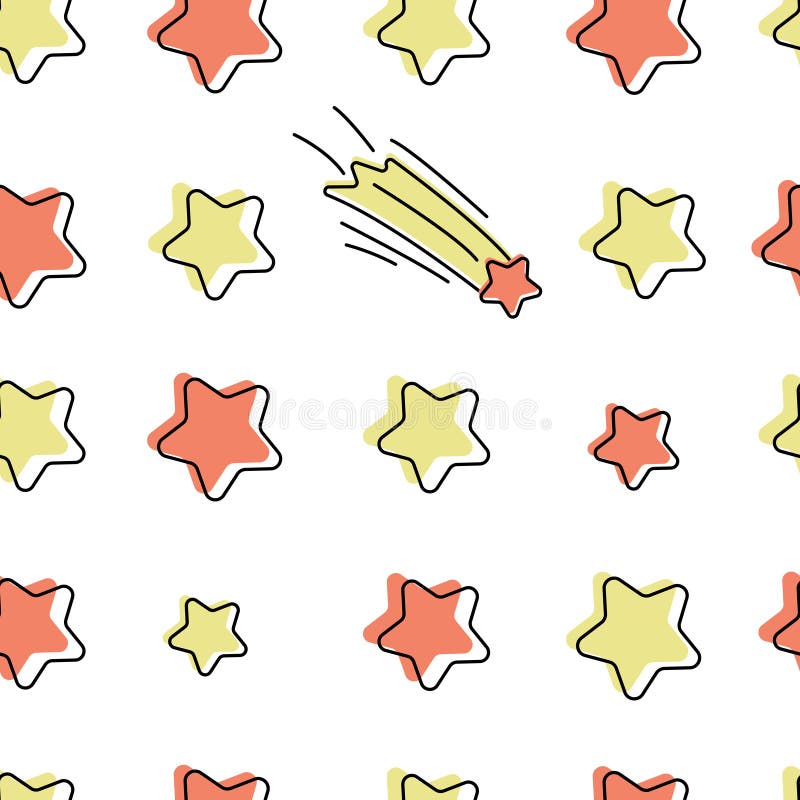 Seamless Vector Pattern with Cartoon Stars Stock Vector - Illustration ...