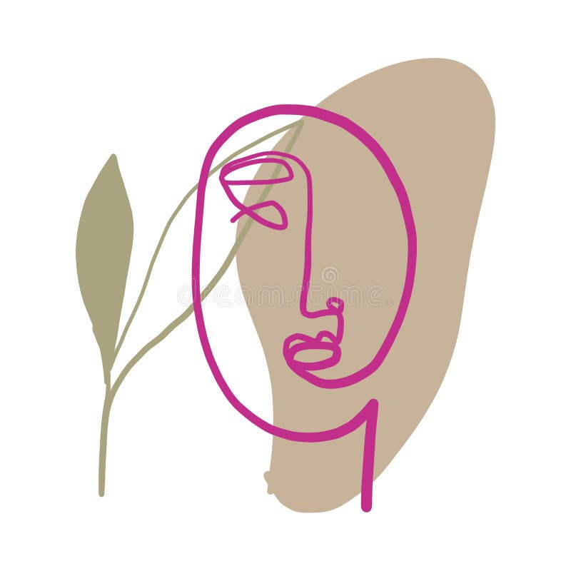 Abstract Continuous Line Drawing of Human Face. One Line Contemporary ...