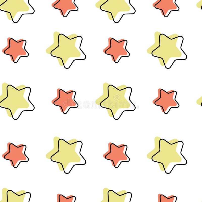 Seamless Pattern with Cartoon Stars Stock Vector - Illustration of hand ...
