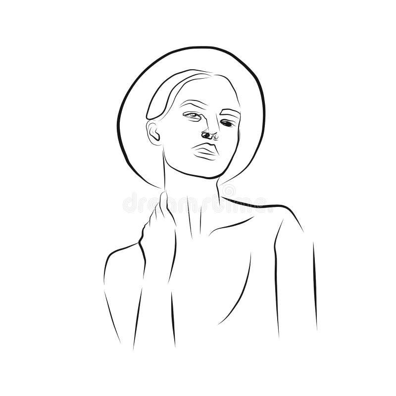 Abstract Continuous Line Drawing of Human Face. One Line Contemporary ...