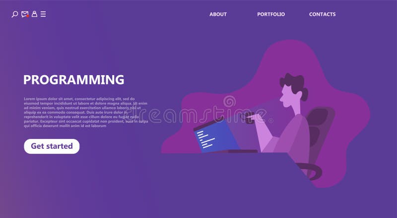 Programmer at Work Concept. Stock Vector - Illustration of character, cartoon: 144387611