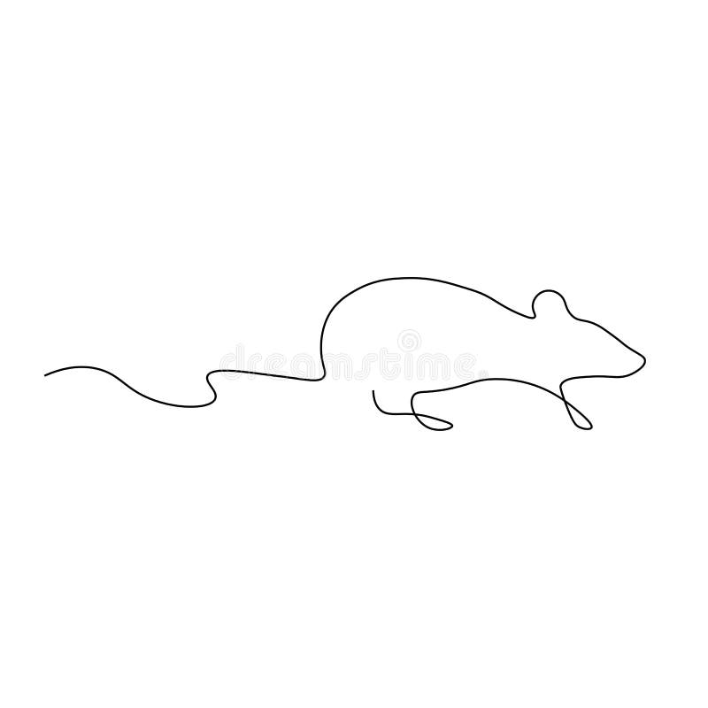 Mouse One Line Drawing Vector Illustration Stock Vector - Illustration ...