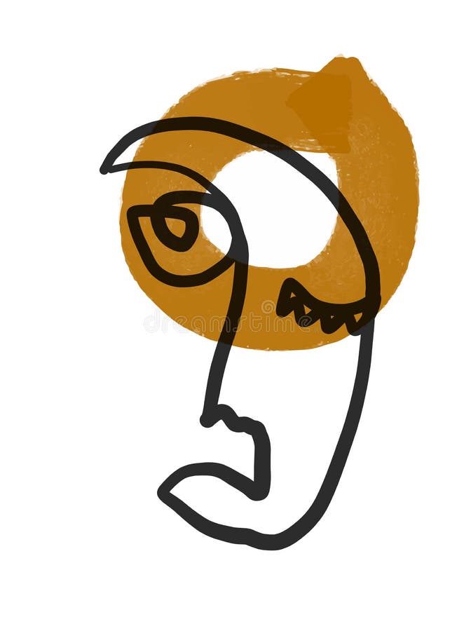 Abstract Continuous Line Drawing of Human Face. One Line Contemporary ...