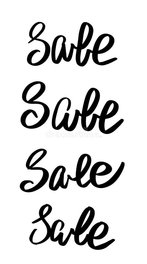 Set of Hand Drawn Sale Lettering Stock Vector - Illustration of drawn ...