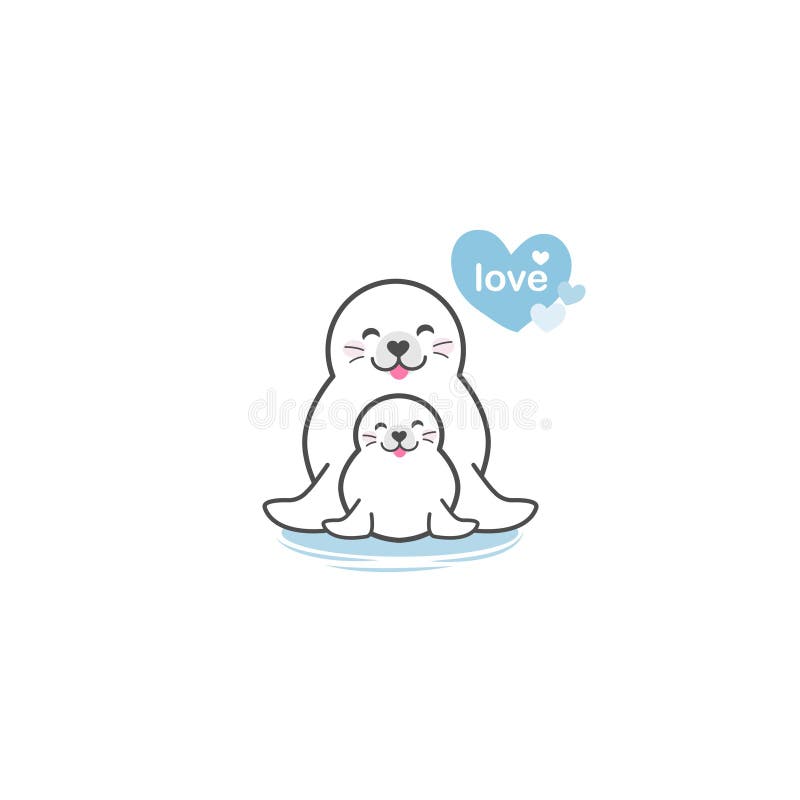 Couple of Cute Seals in Love. Stock Illustration - Illustration of ...