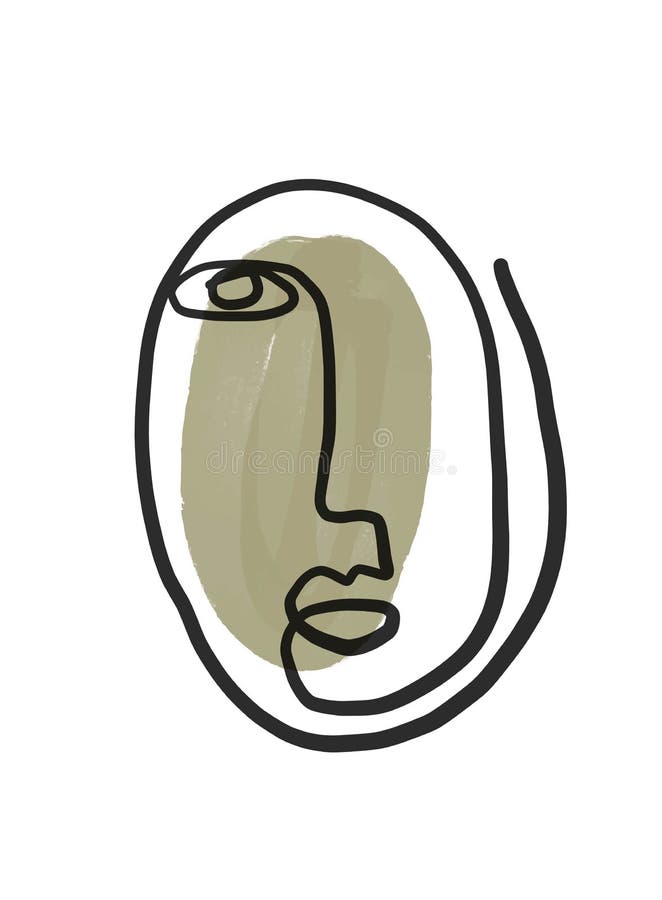 Abstract Continuous Line Drawing of Human Face. One Line Contemporary ...