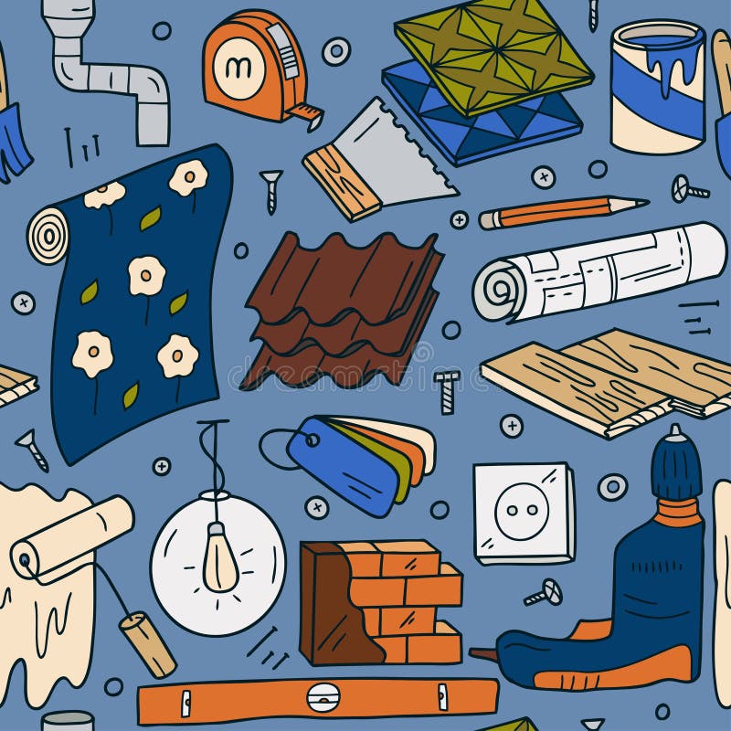 Repair and Construction of the House. Vector Simple Pattern with Tools ...