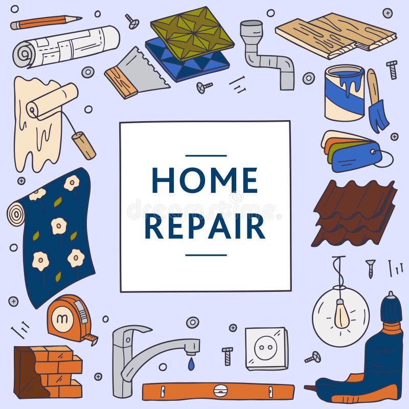 Repair and Construction of the House. Vector Template with Frame and ...