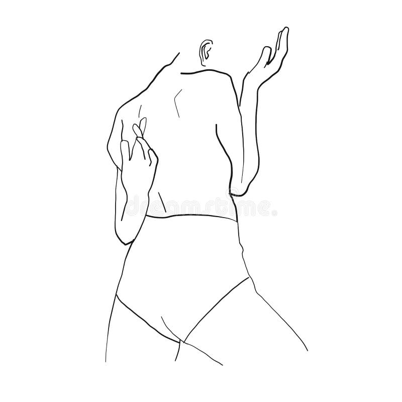 Sketch of a Woman Figure in Minimalistic One Line Drawing Style. Stock ...