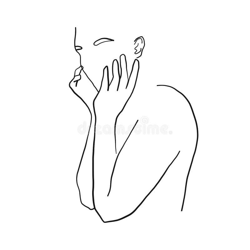 Sketch of a Woman Figure in Minimalistic One Line Drawing Style. Stock ...