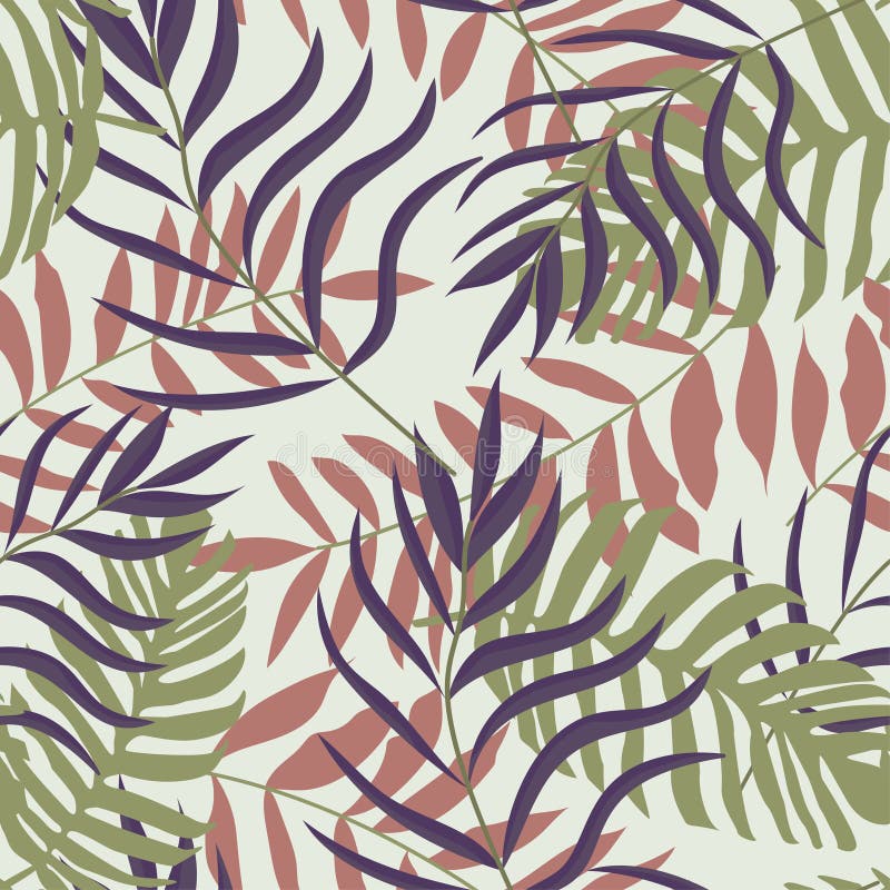 Seamless Pattern with Tropical Leaves. Vector Design. Flat Jungle Print ...