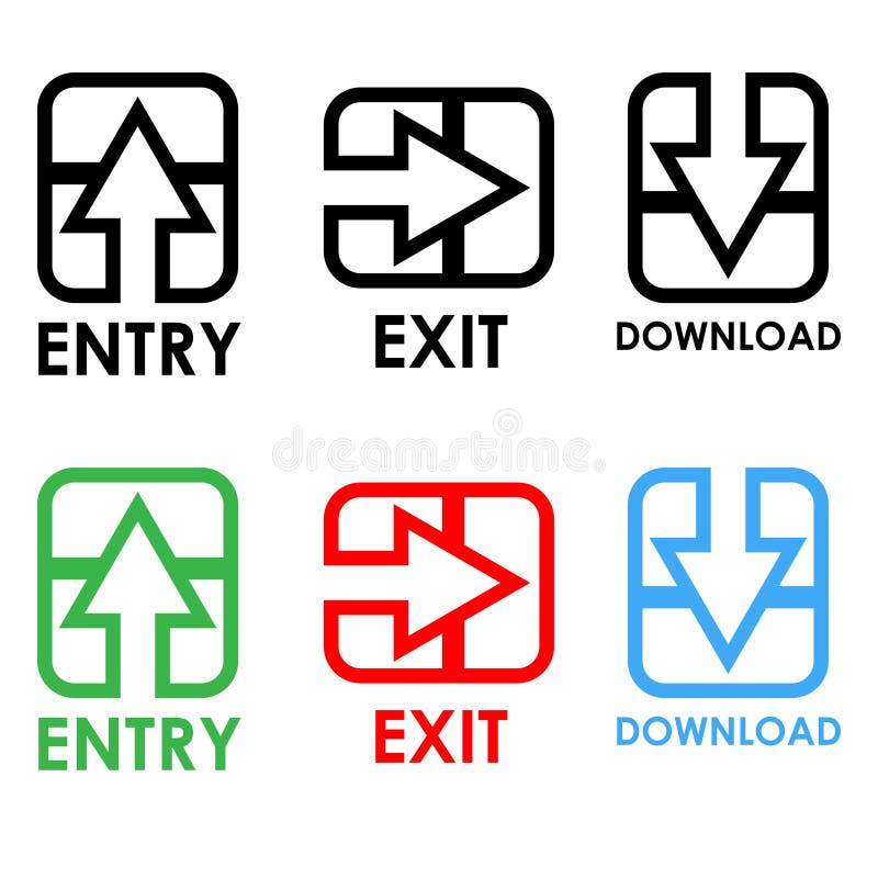 Entry and Exit Sign . Creative Lettering Vector Illustration ...