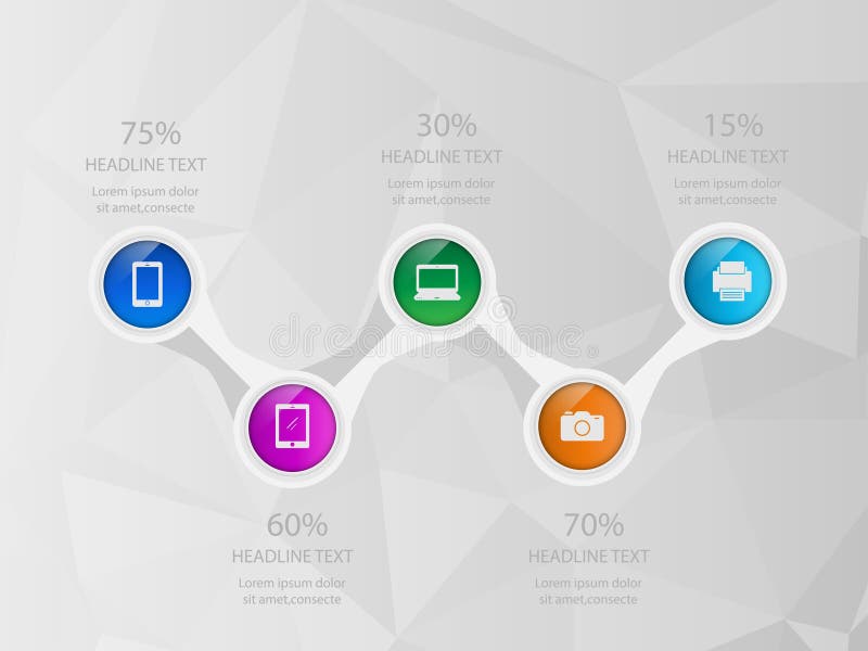 Vector Five Color Rounded Web Boxes with Icons. Company Web Template on ...