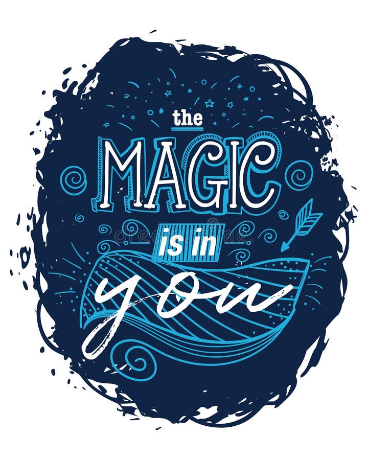 I am Magic. Hand Drawn Lettering with Stars on Golden Glitter Paint ...