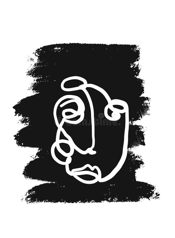 One Line Drawing Abstract Face. Modern Minimalism Art, Aesthetic ...