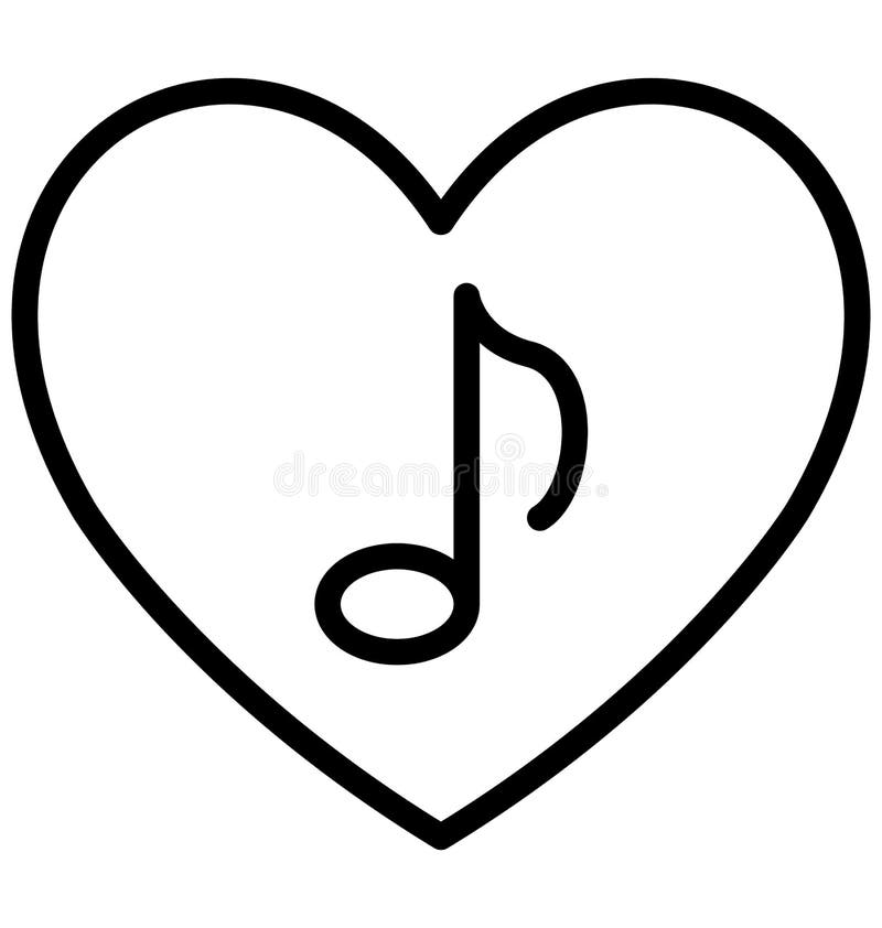 Heart, Music Note Isolated Vector Icon Which Can Easily Modify or Edit ...