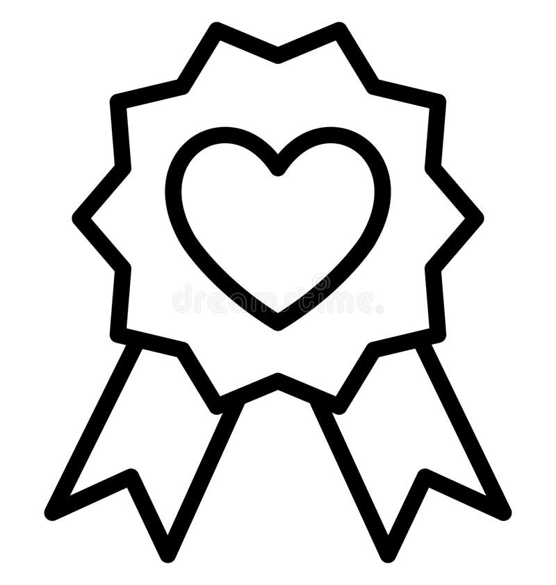 Badge, Heart Badge Vector Icon Editable Stock Vector - Illustration of ...