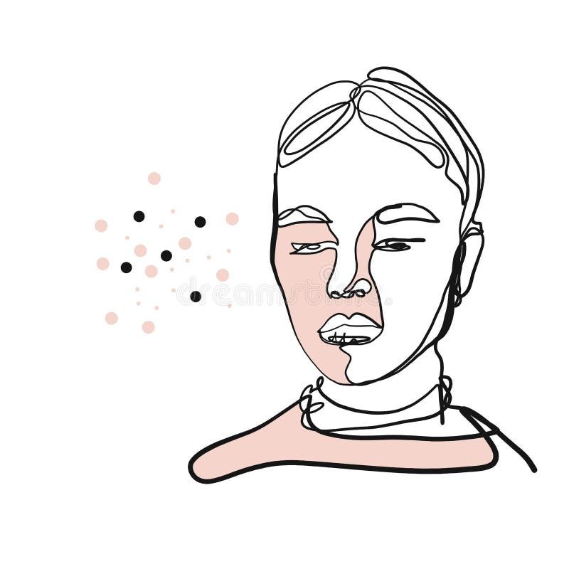 Continuous Line, Drawing Abstract Faces Woman Stock Vector ...