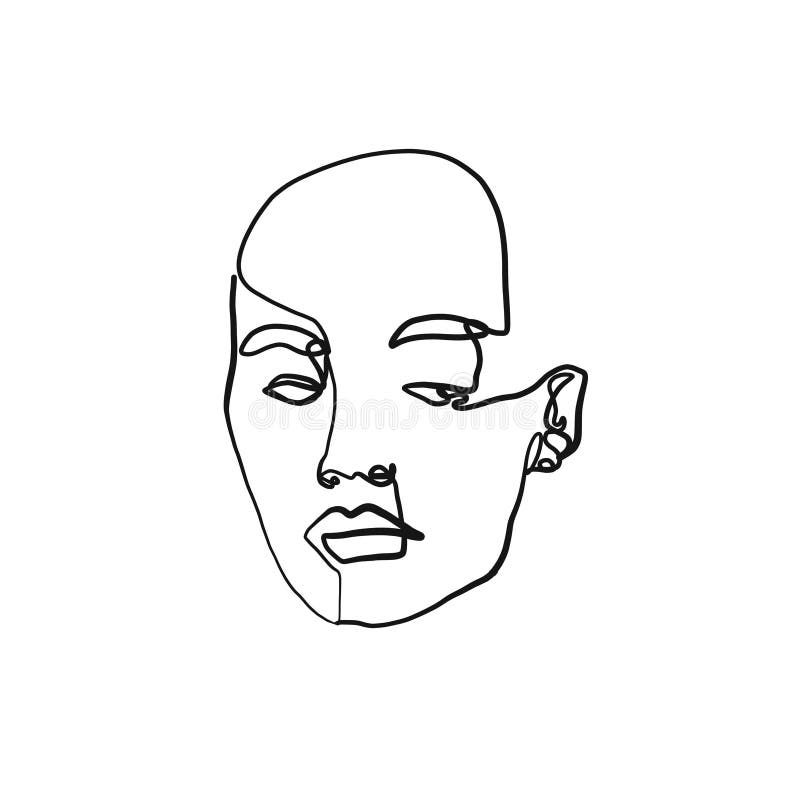 Continuous Line, Drawing Abstract Faces Woman Stock Illustration ...