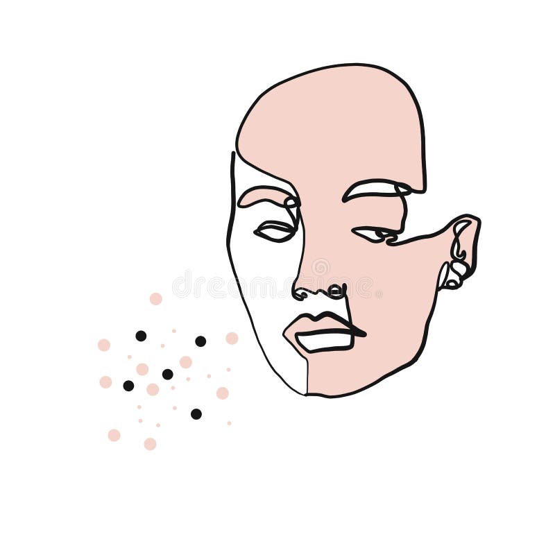 Continuous Line, Drawing Abstract Faces Woman Stock Illustration ...
