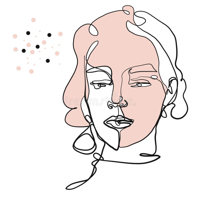 Continuous Line, Drawing Abstract Faces Woman Stock Illustration ...