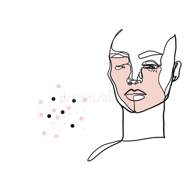 Continuous Line, Drawing Abstract Faces Woman Stock Illustration ...