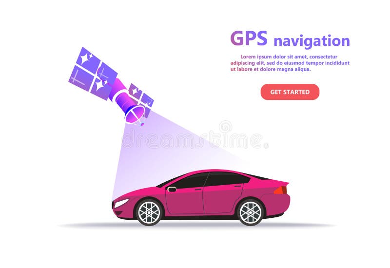 GPS Navigation Concept Car and Satellite Navigation Systems Isolated ...