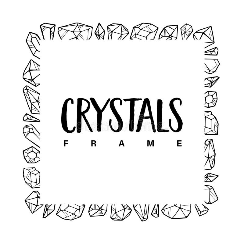 Frame Template of Black Outline Crystals Stock Vector - Illustration of ...