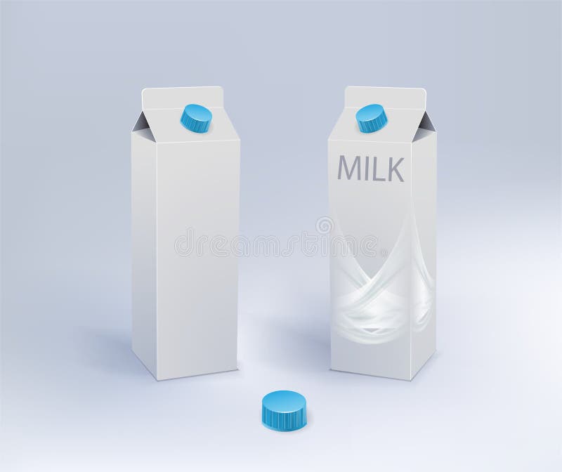 Two Milk Carton Packages Blank White .Milk Splash Stock Vector ...