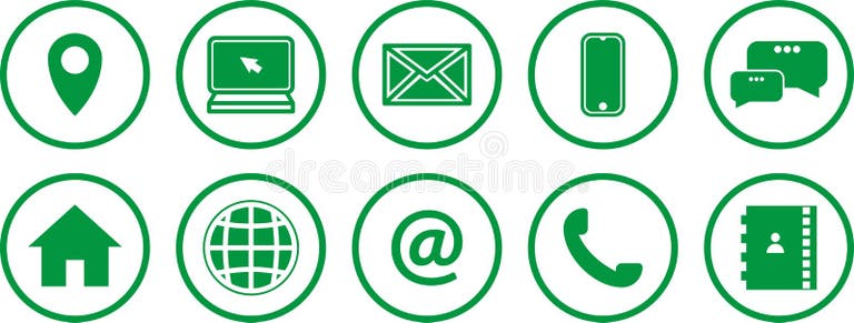 Set of Green Icons. Communications Icons Stock Vector - Illustration of ...